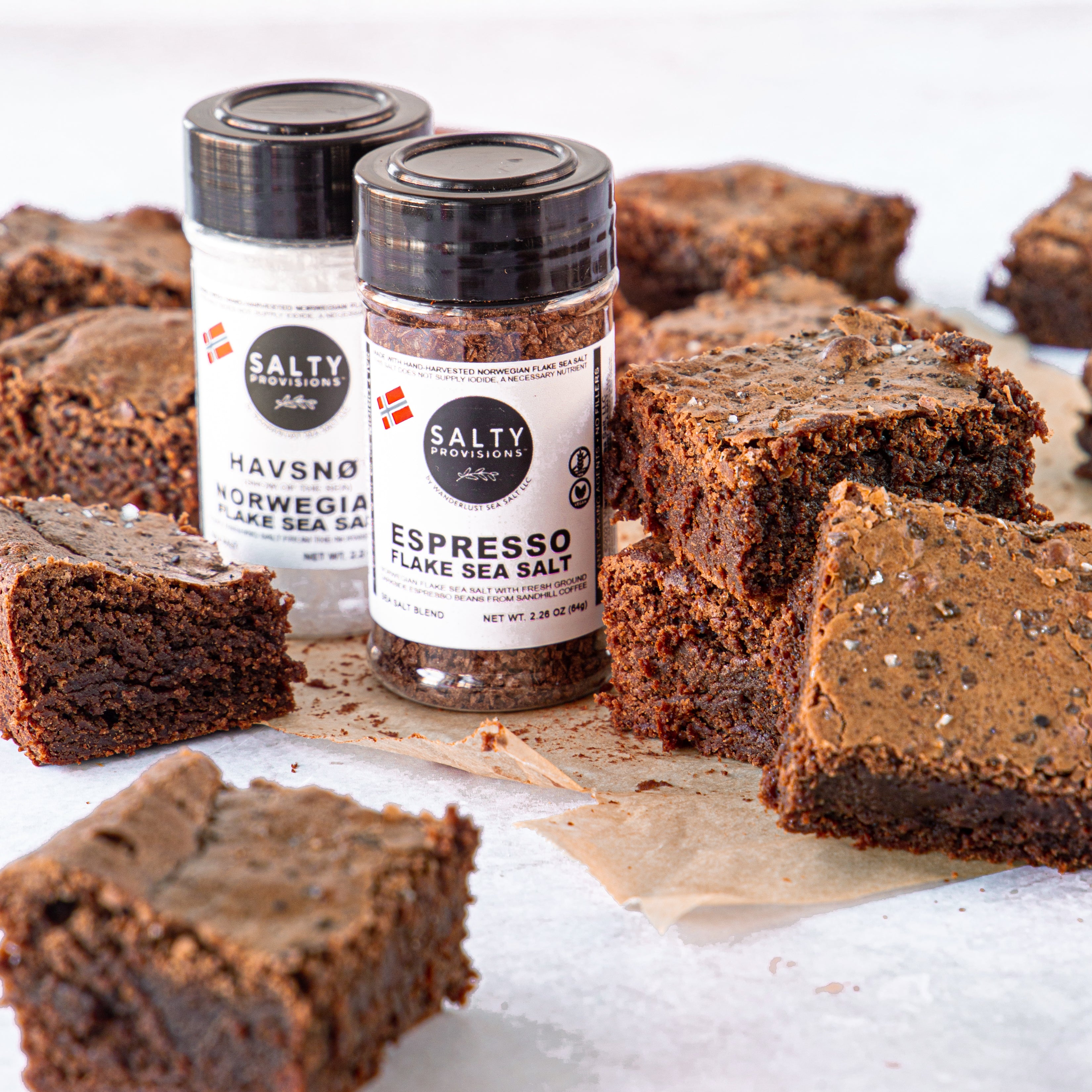 ESPRESSO + FLAKY SEA SALT BROWNIES made with SALTY PROVISIONS Norwegia
